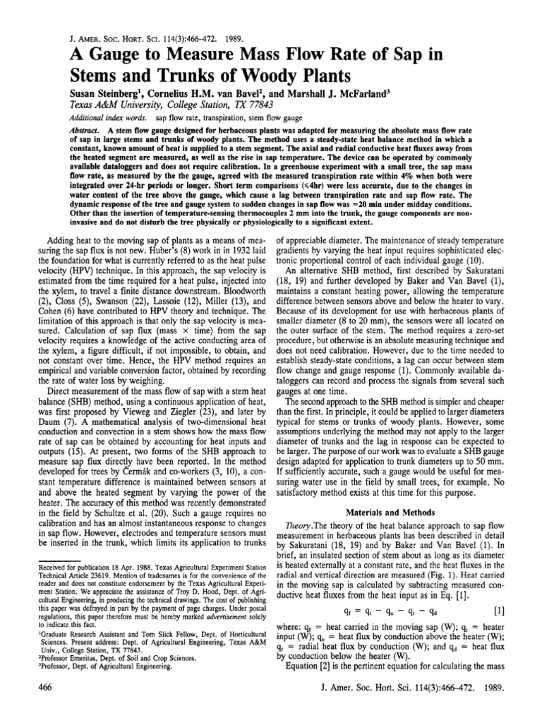 Artigo - A Gauge To Measure Mass Flow Rate of Sap in Stems and Trunks ...