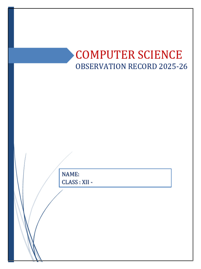 Xii Observation Record For 2025-26-1 | PDF | Sql | Parameter (Computer Programming)