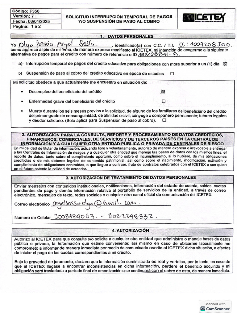 Solicitud de Suspensión de paso al cobro | PDF