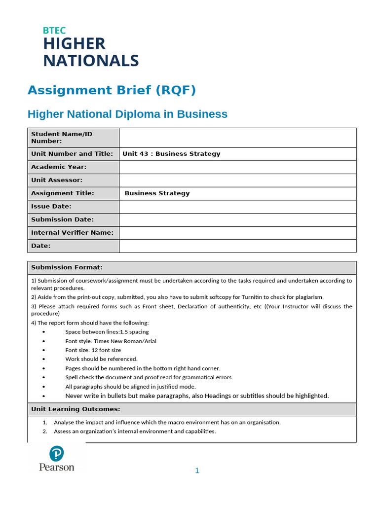 Unit 43 BTEC L5 Updated Assignment Brief | PDF