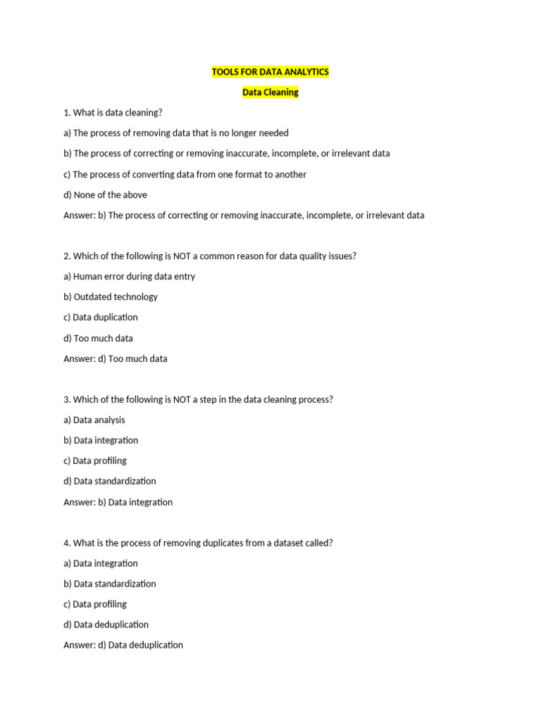 MCQs Topic 2.3 Tools For Data Analytics | PDF | Information Retrieval ...