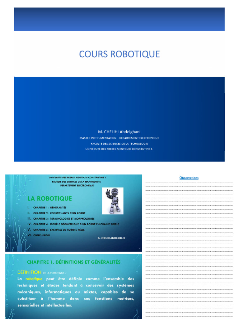 Cours Robotique | PDF