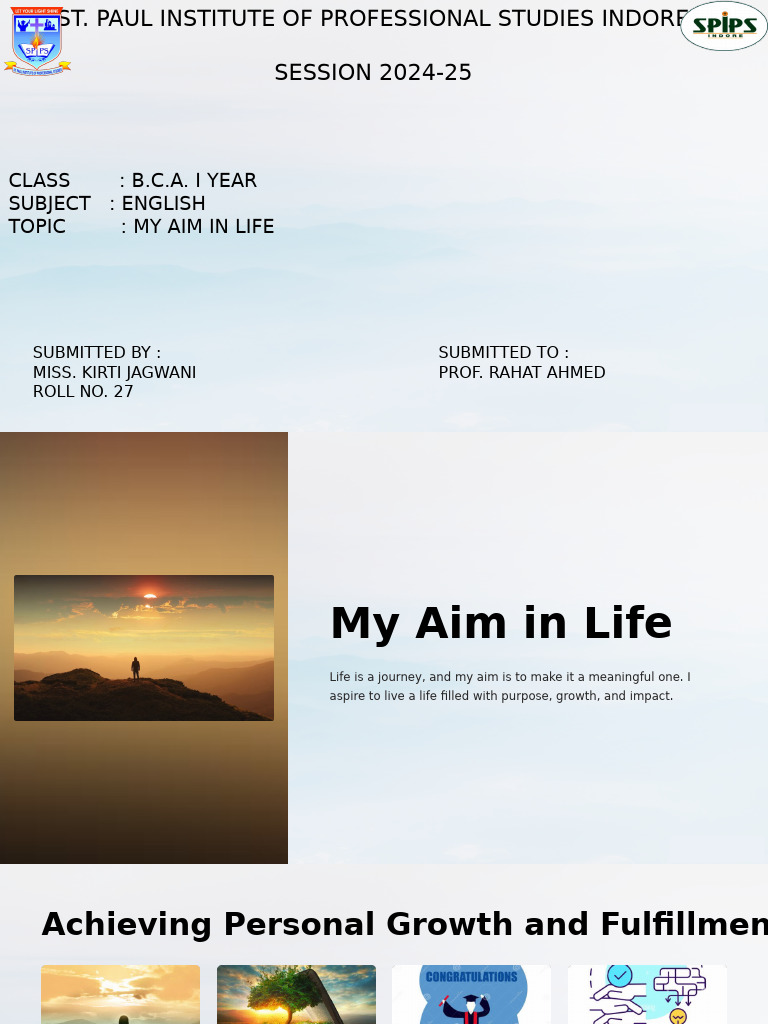 My Aim in Life: Purpose and Growth | PDF