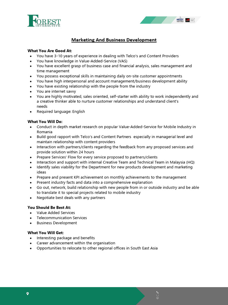 Marketing and Business Development Romania | PDF