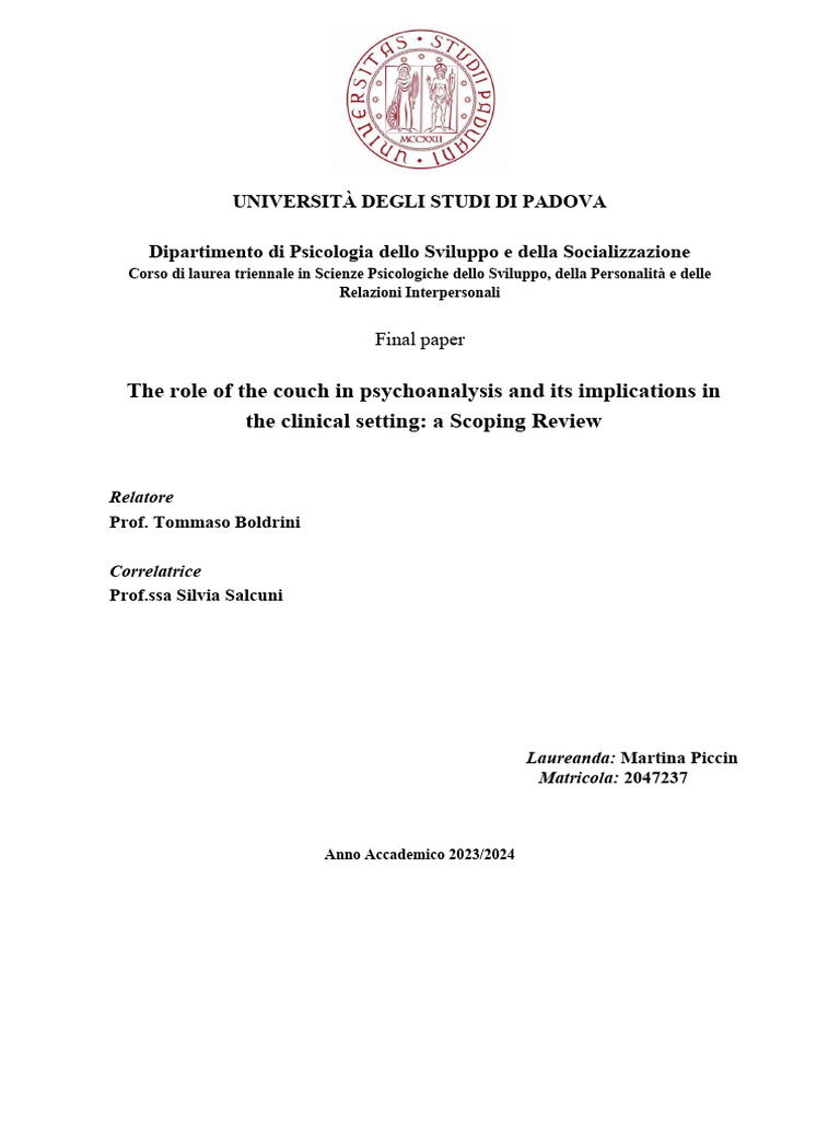 Piccin Martina (1) | PDF | Psychoanalysis | Psychotherapy