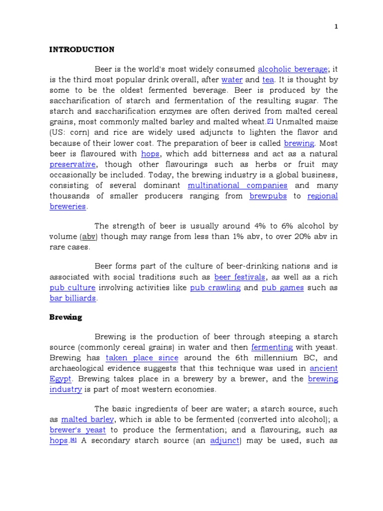 Beer Production | PDF | Brewing | Hops