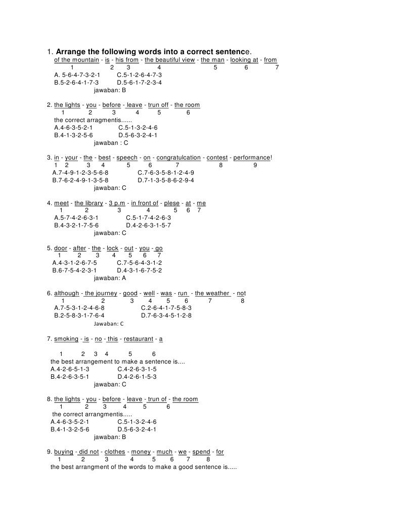 Sentence Arrangement Exercises | PDF