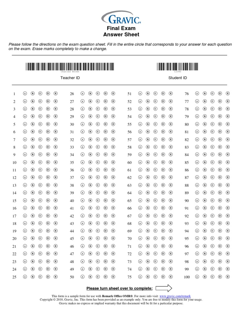200 Question Answer Sheet With Subjective Extra Credit | PDF