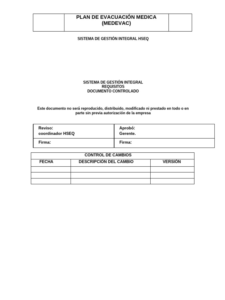Plan de Evacuación Médica MEDEVAC | PDF | Hospital | Ambulancia