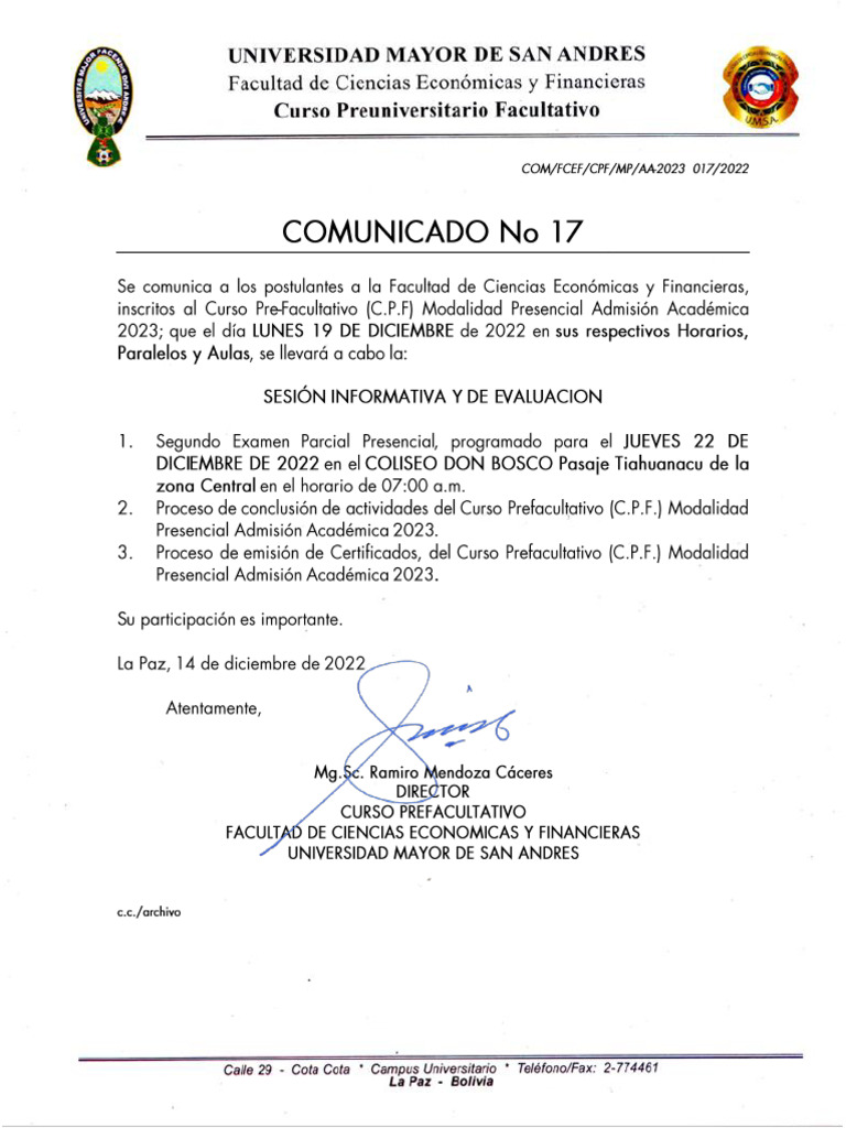 017 Comunicado Sesion Informativa | PDF