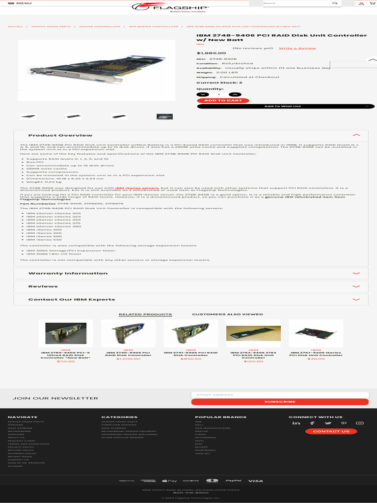 IBM 2748-9406 PCI RAID Disk Unit Controller W - New Batt | PDF | Computer Science | Computer ...