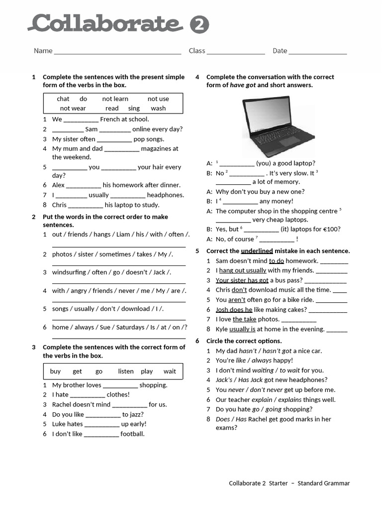 COL TRB 2 Standard Grammar Starter Without Answers | PDF | Language ...