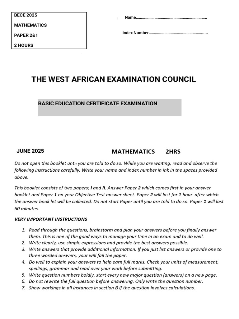 Bece 2025 Mathematics Predictions | PDF | Circle | Elementary Geometry