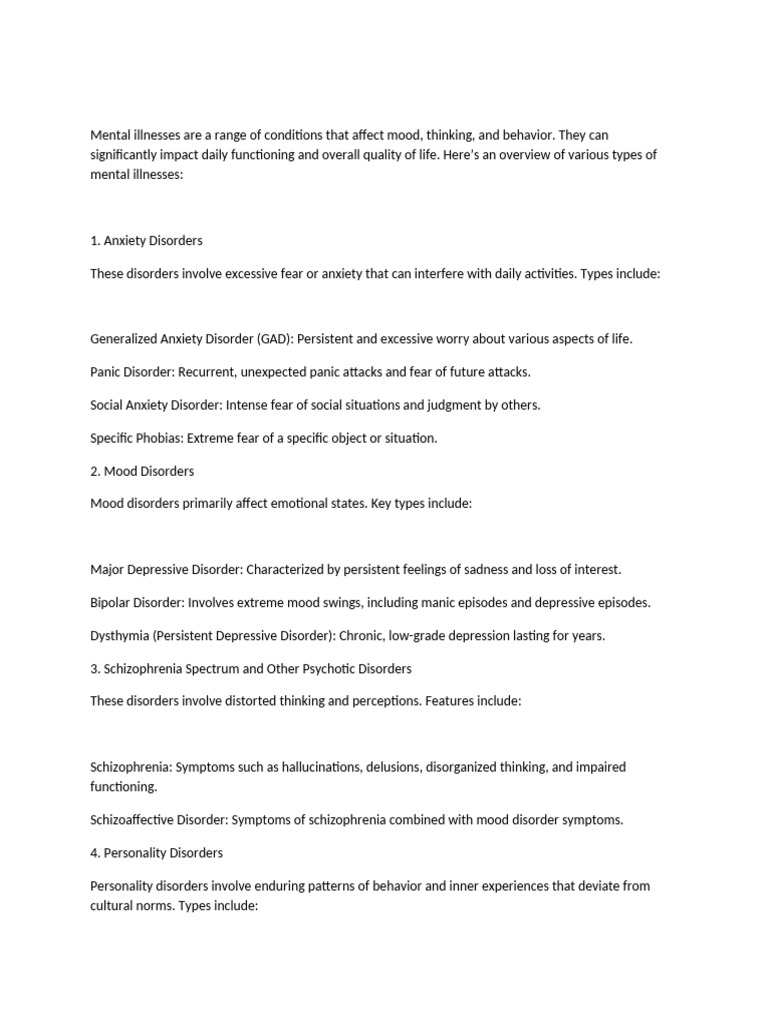 Mental Illness Group Work | PDF | Mental Disorder | Personality Disorder