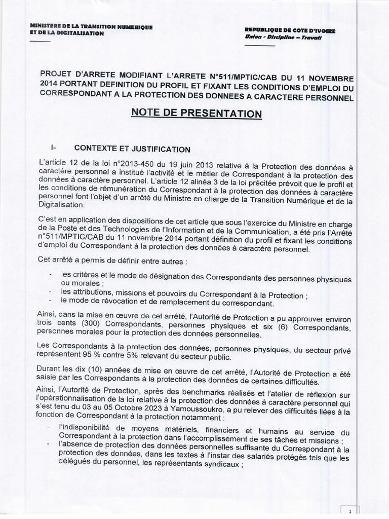 ARRÊTE N0099 - MTND Modifiant L'arrêté N511-MPTIC Portant Definition Du ...