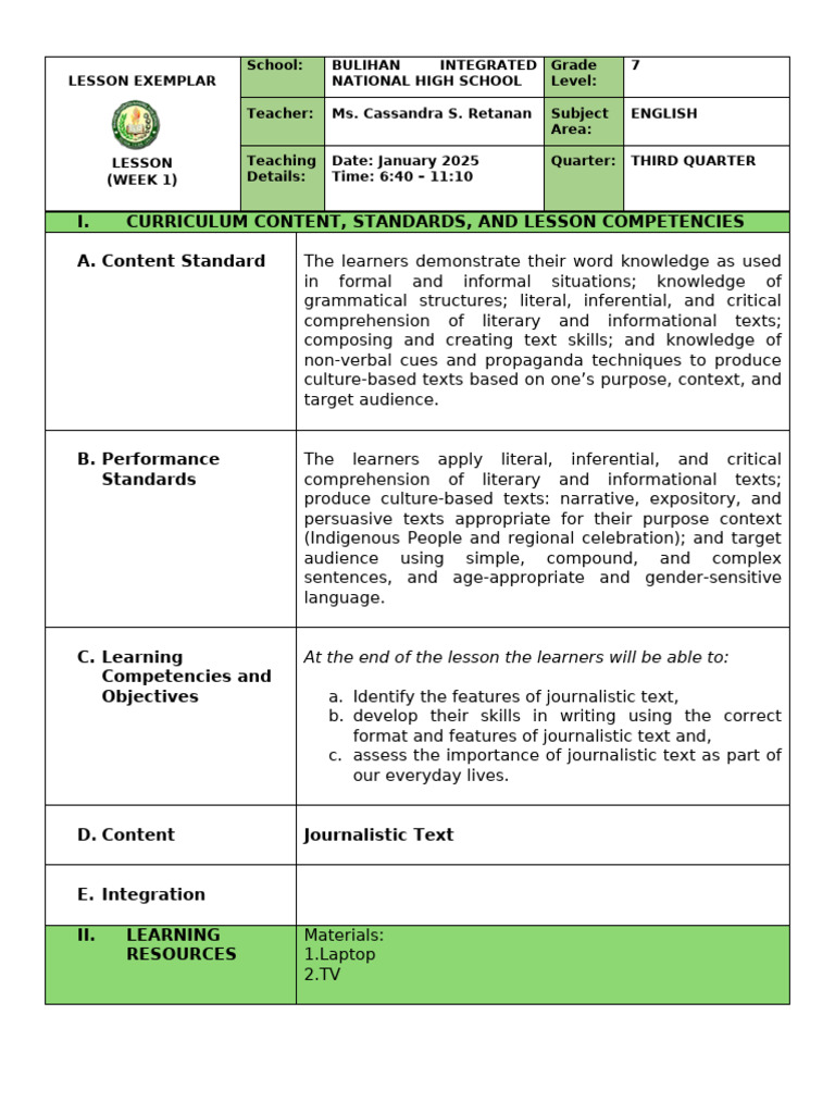 Day 1 Journalistic Texts Pdf Reading Comprehension Learning