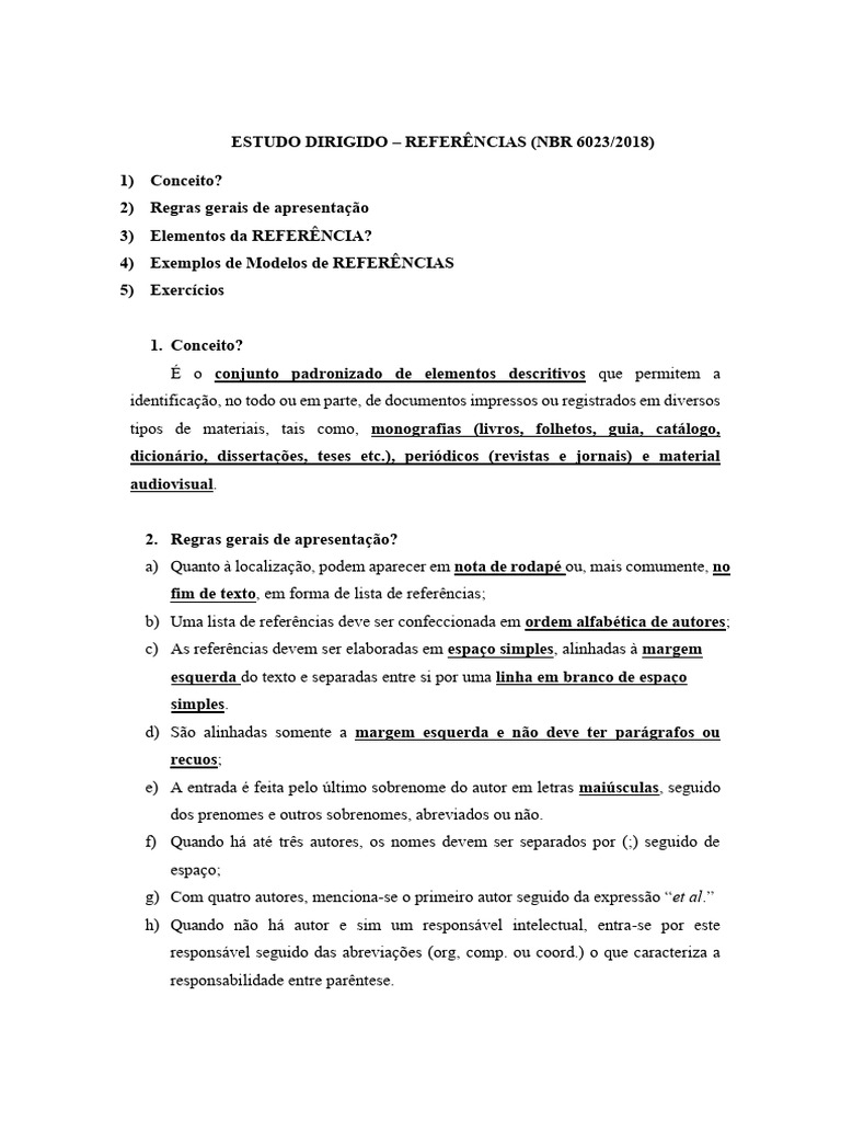 Estudo Dirigido: Referências ABNT | PDF | Brasil | São Paulo