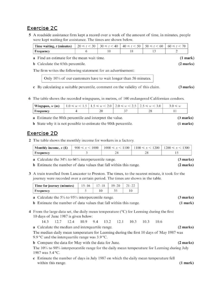 Measures of Location and Spread - Textbook Questions 2 | PDF