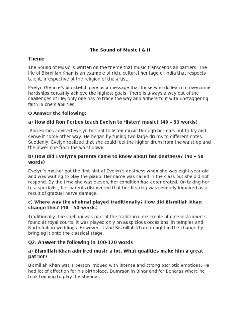 1686671284455.the Sound of Music - Extra Questions | PDF