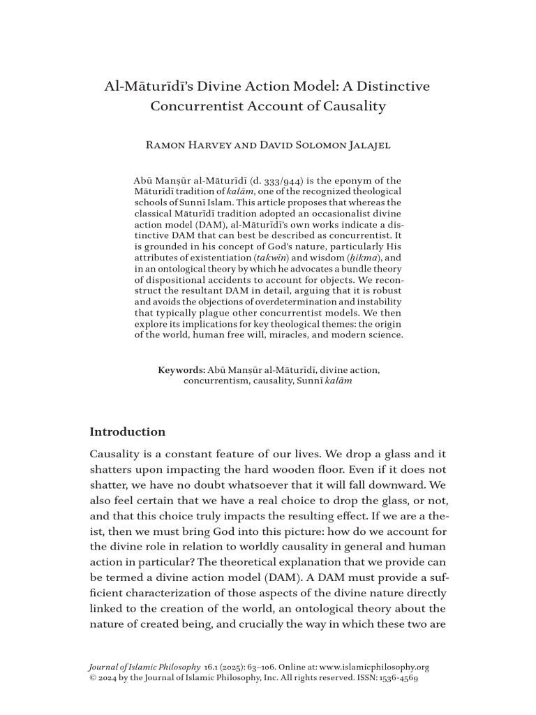 Al Maturidis Divine Action Model Harvey and Jalajel | PDF | Existence ...