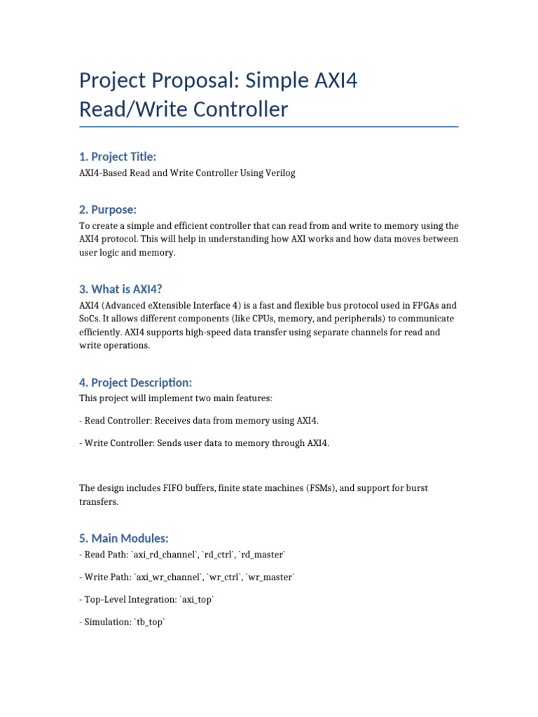 Simple AXI4 Controller Proposal | PDF