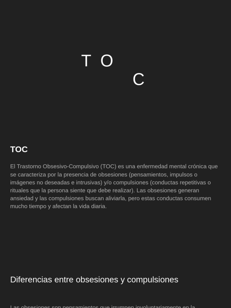 T o C | PDF | Desorden obsesivo compulsivo | Terapia de conducta cognitiva