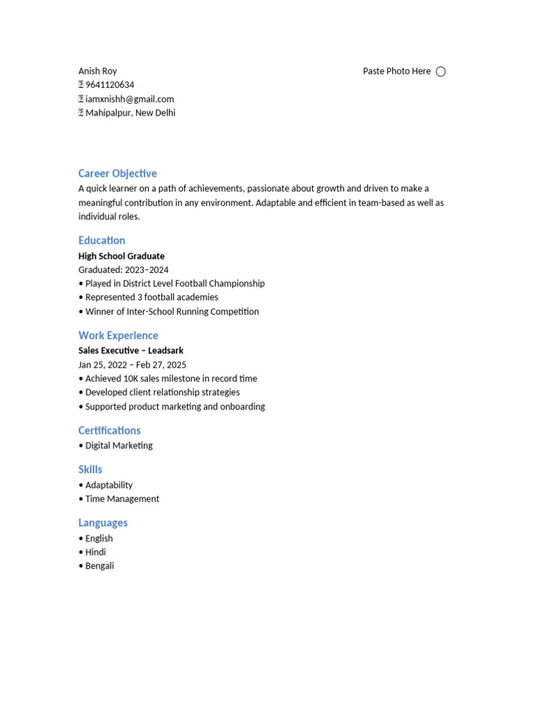 Anish Roy CV | PDF