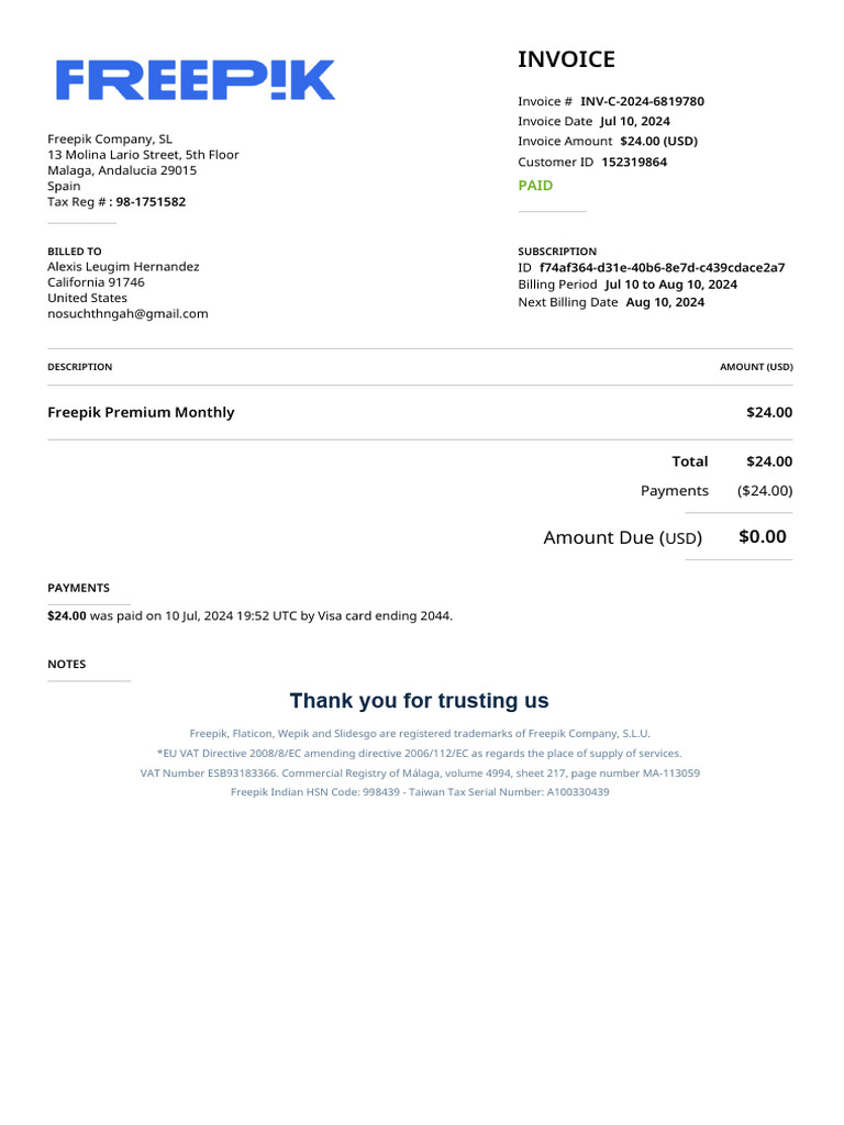 Invoice - INV C 2024 6819780 | PDF | Invoice | Payments
