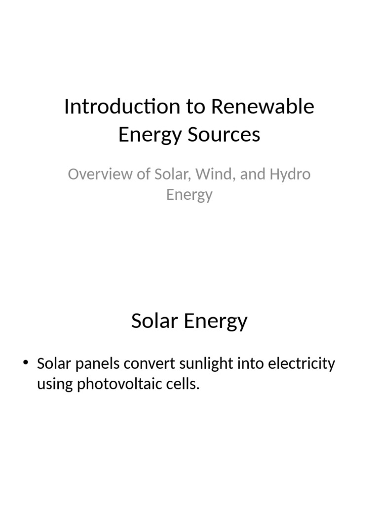 Renewable Energy Intro | PDF