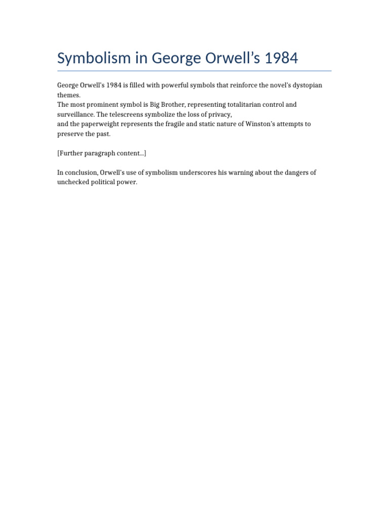 Symbolism in 1984 Essay | PDF
