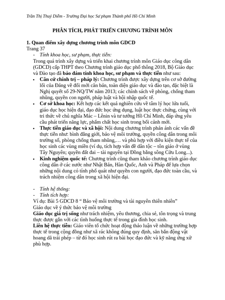 PT, PT Chương Trình GDCD | PDF