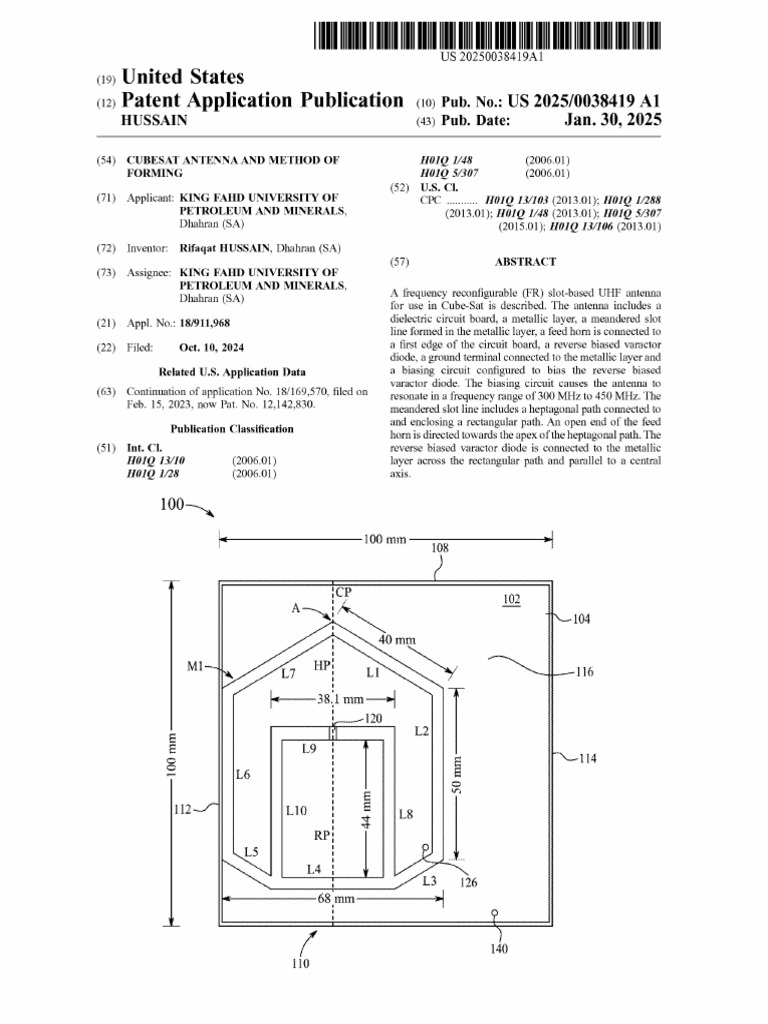 Us20250038419a1-Cubesat Antenna and Method of Forming | PDF