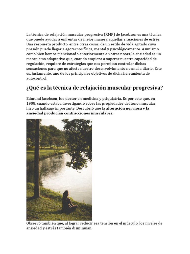 La Técnica de Relajación Muscular Progresiva | PDF | Músculo | Ansiedad