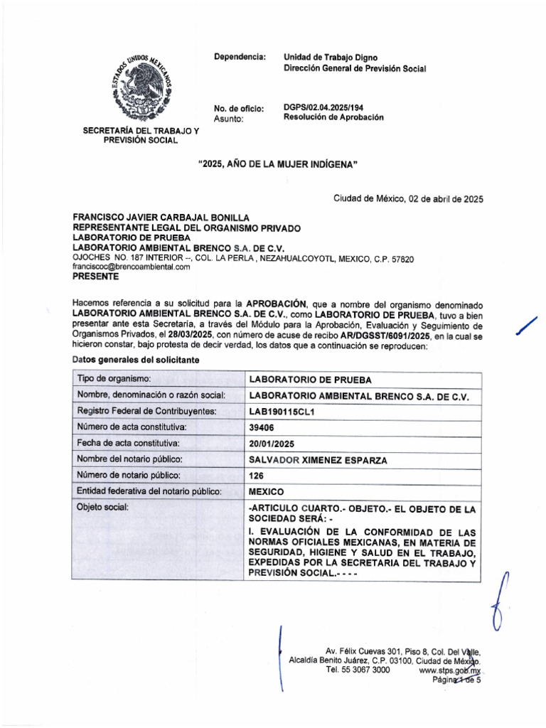 Resolución de Aprobación. BRENCO 0204.2025 | PDF