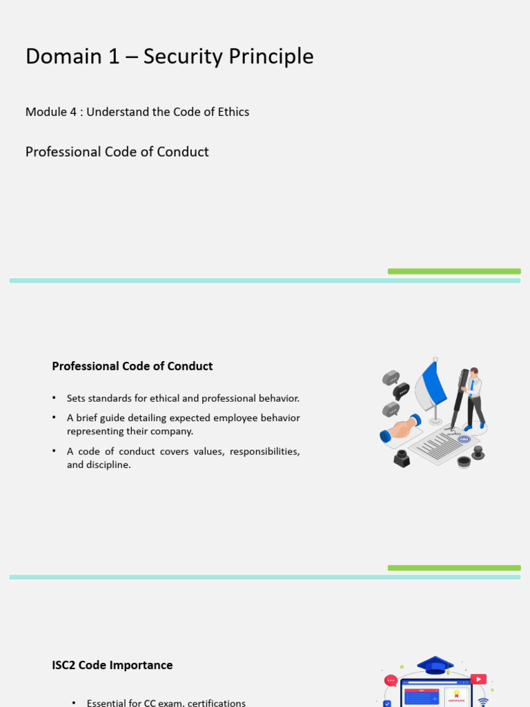 Domain 1 Security Principle: Professional Code of Conduct | PDF