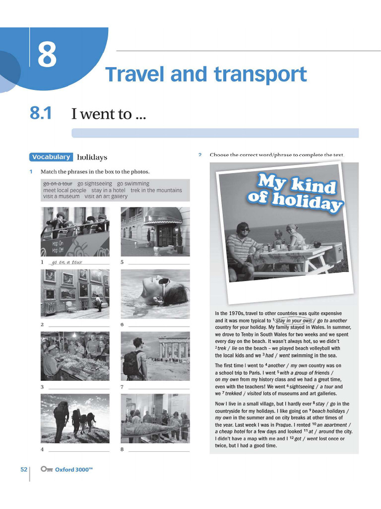 Unit 8 Travel and Transport Practice | PDF
