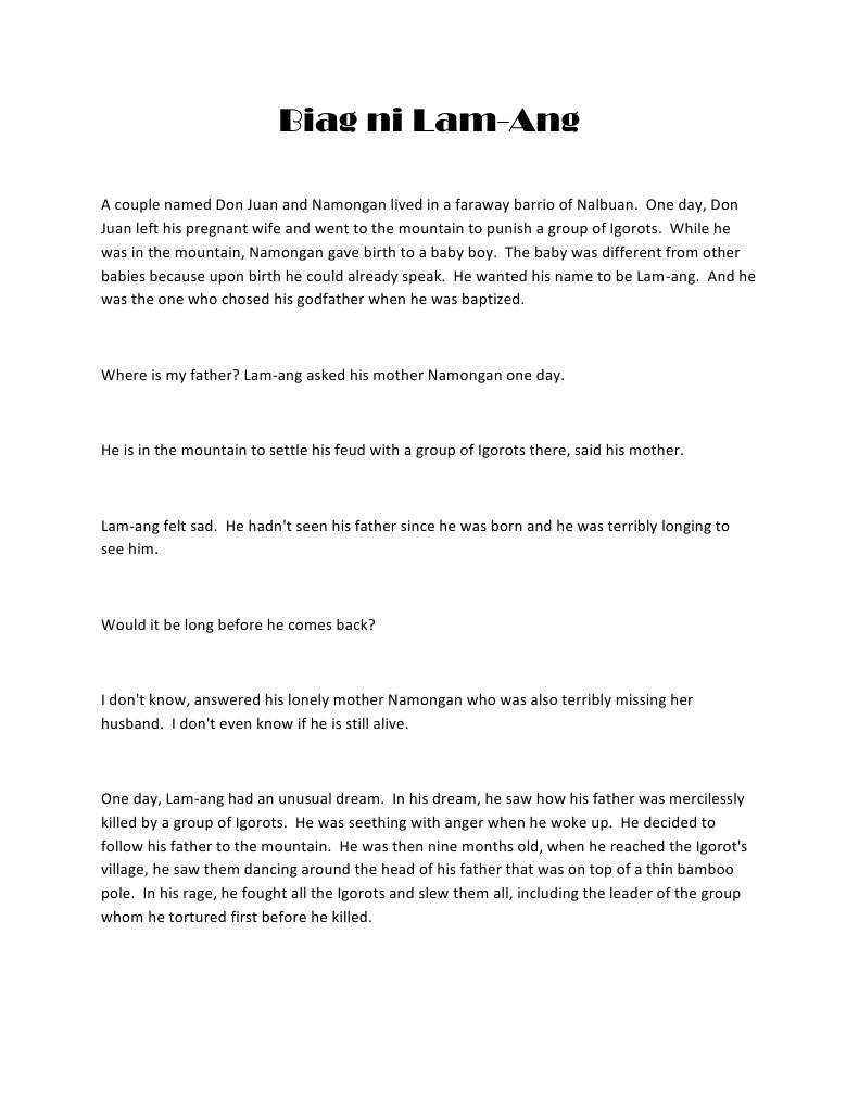 The Epic Tale of Lam-ang's Adventures | PDF | Poetry | General Fiction