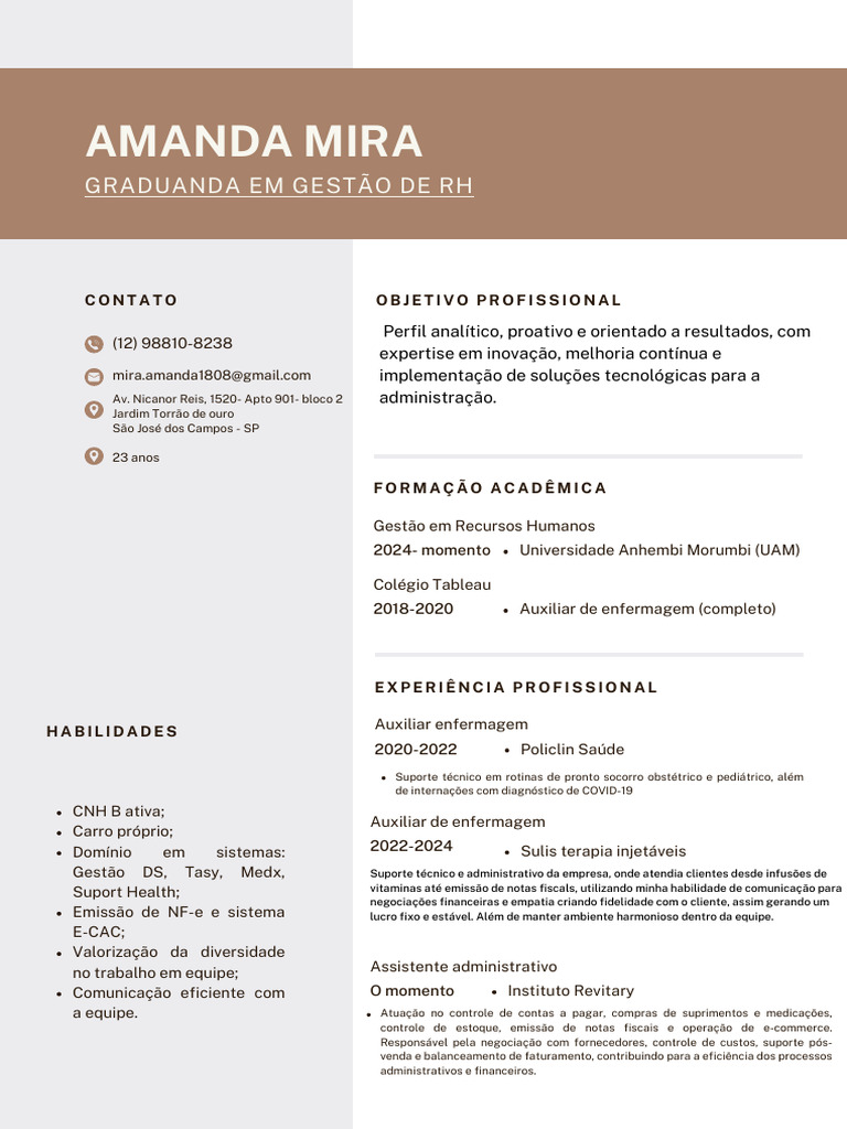 Amanda Mira (Currículo) | PDF | Gestão de recursos humanos | Business