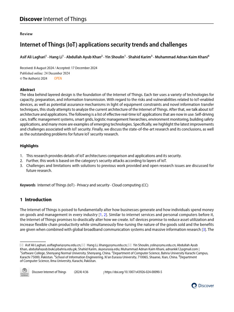 7 Internet of Things IoT Applications Security Trends and Challenges | PDF | Internet Of Things ...