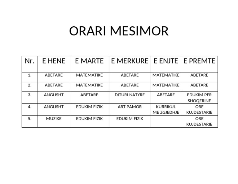 Orari Mesimor | PDF