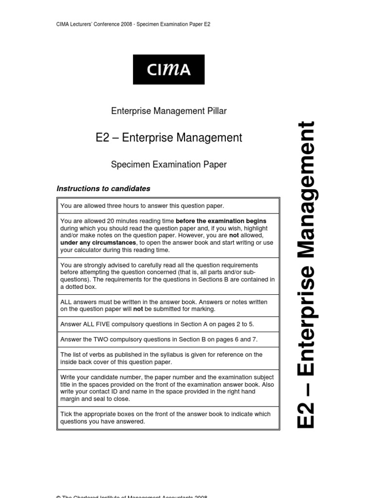 E2 - Enterprise Management | PDF | Test (Assessment) | Strategic Management