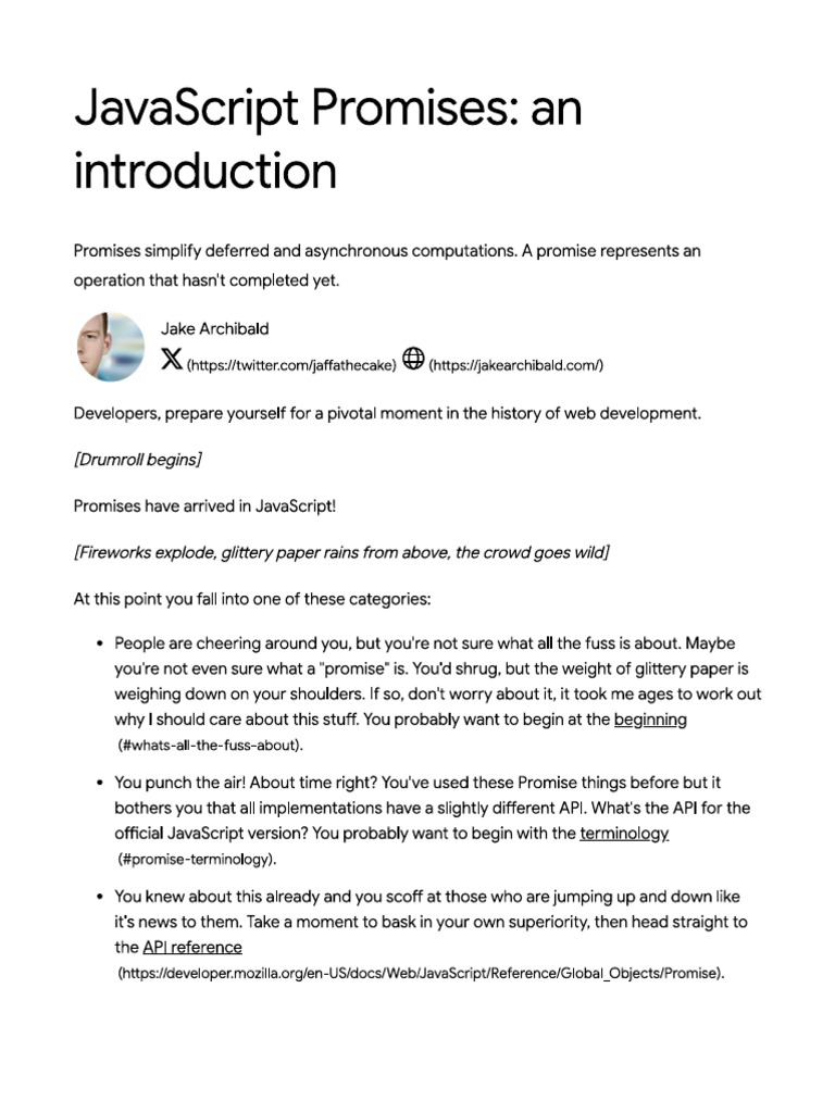 Promises Article - Google Web Dev | PDF