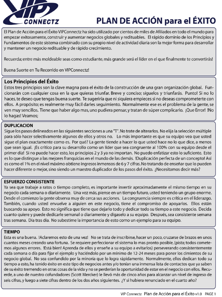 Plan de Acción para El Éxito, Principios Del Exito | PDF