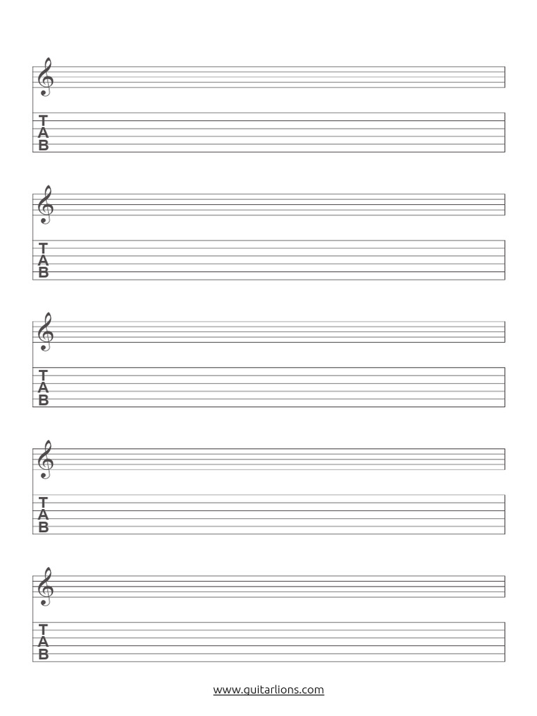 Hoja Tab y Pentagrama 5 | PDF