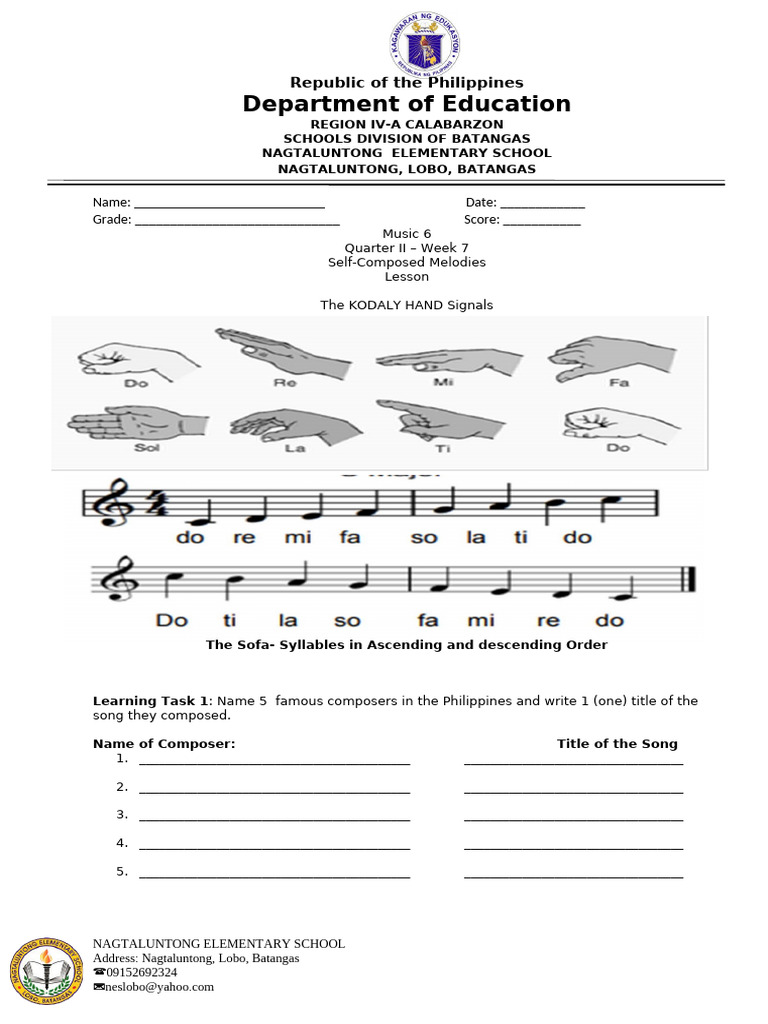 Music, Arts, PE, Health Lessons for Grade 6 | PDF