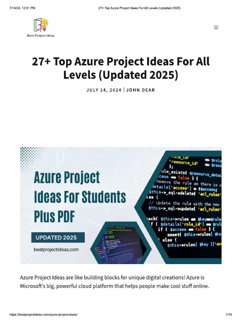 Azure Project Ideas 1 | PDF