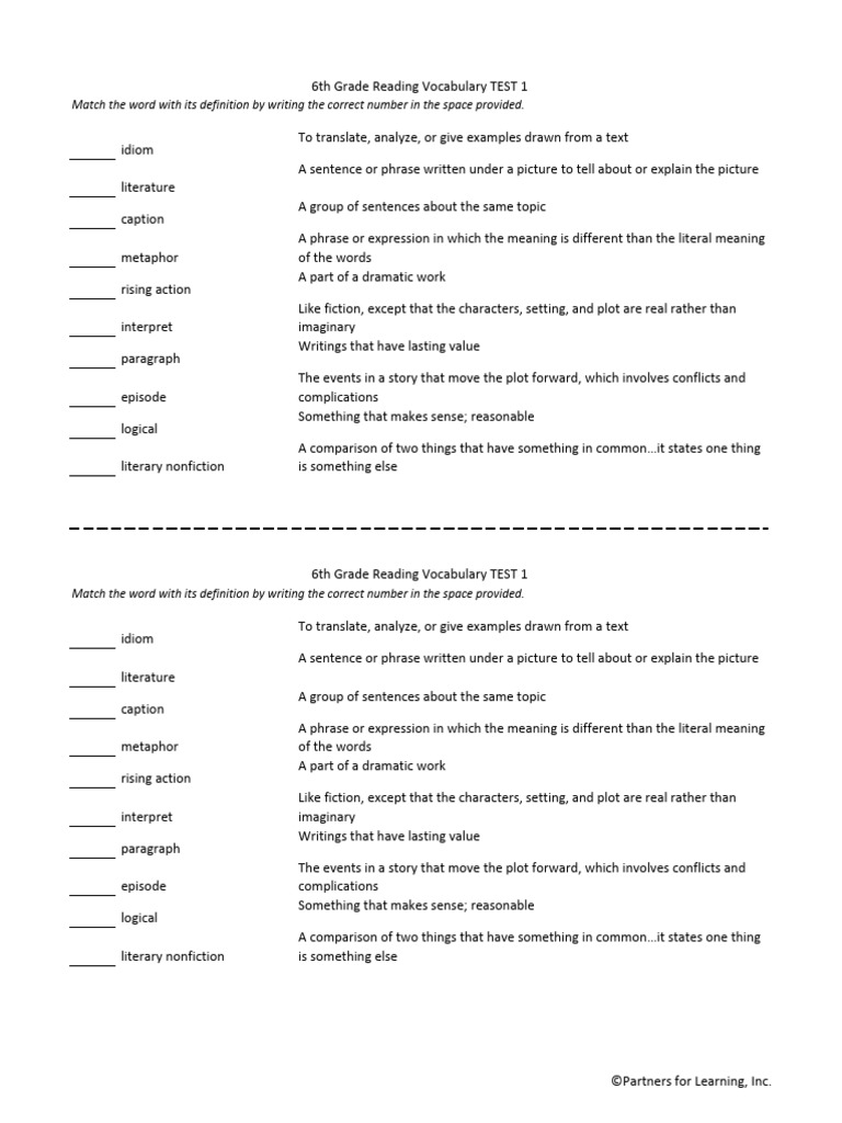 Progress Monitoring ELA Grade 6 | PDF | Semantics | Vocabulary