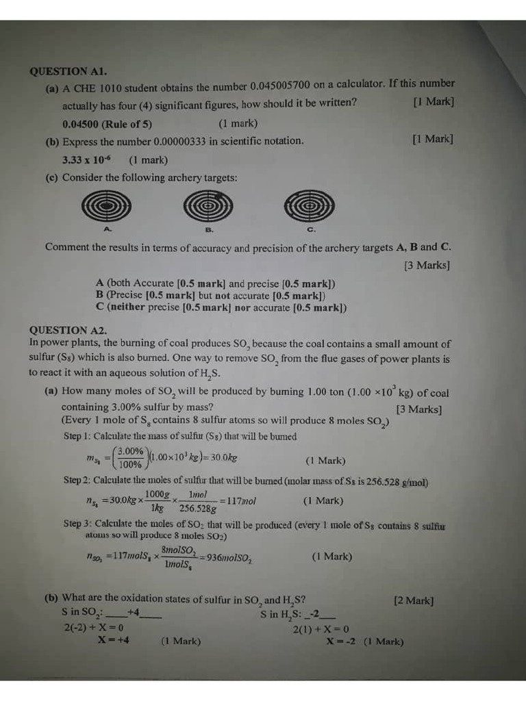 Mujobe Wino Chemistry Marking Key TEST 1 | PDF