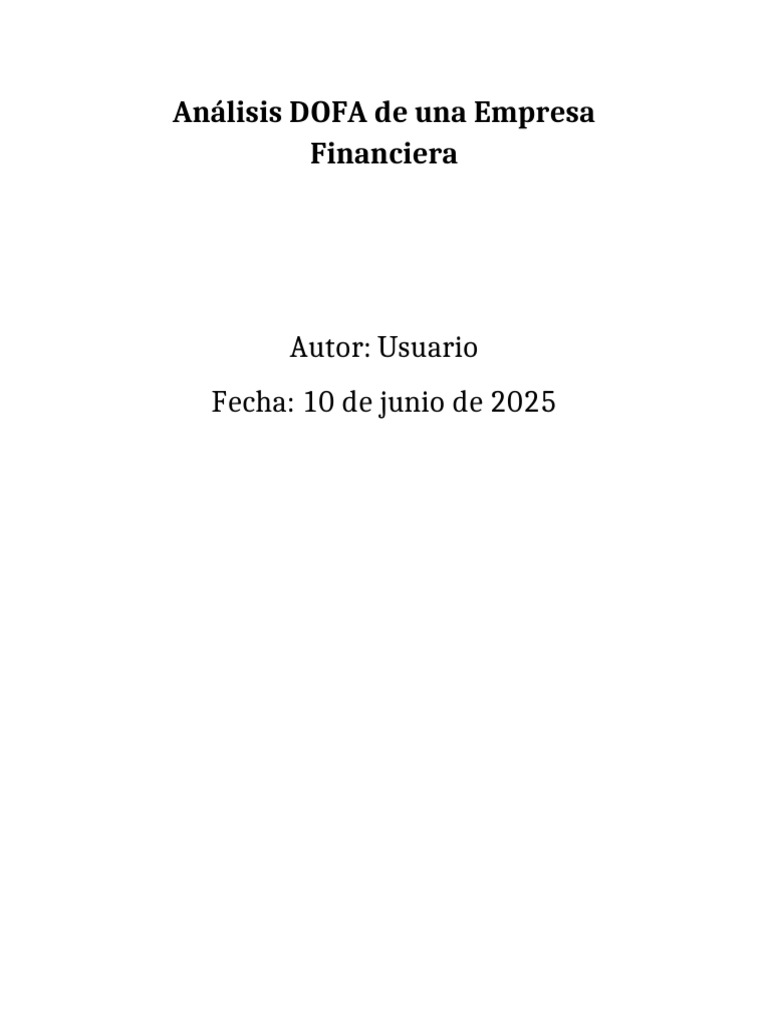 Análisis DOFA de Empresa Financiera | PDF | Análisis FODA | Business