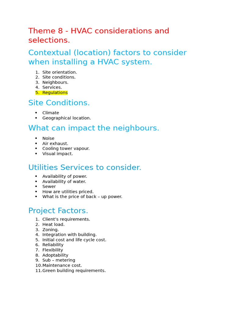 Theme 8 - HVAC Considerations and Selections. | PDF